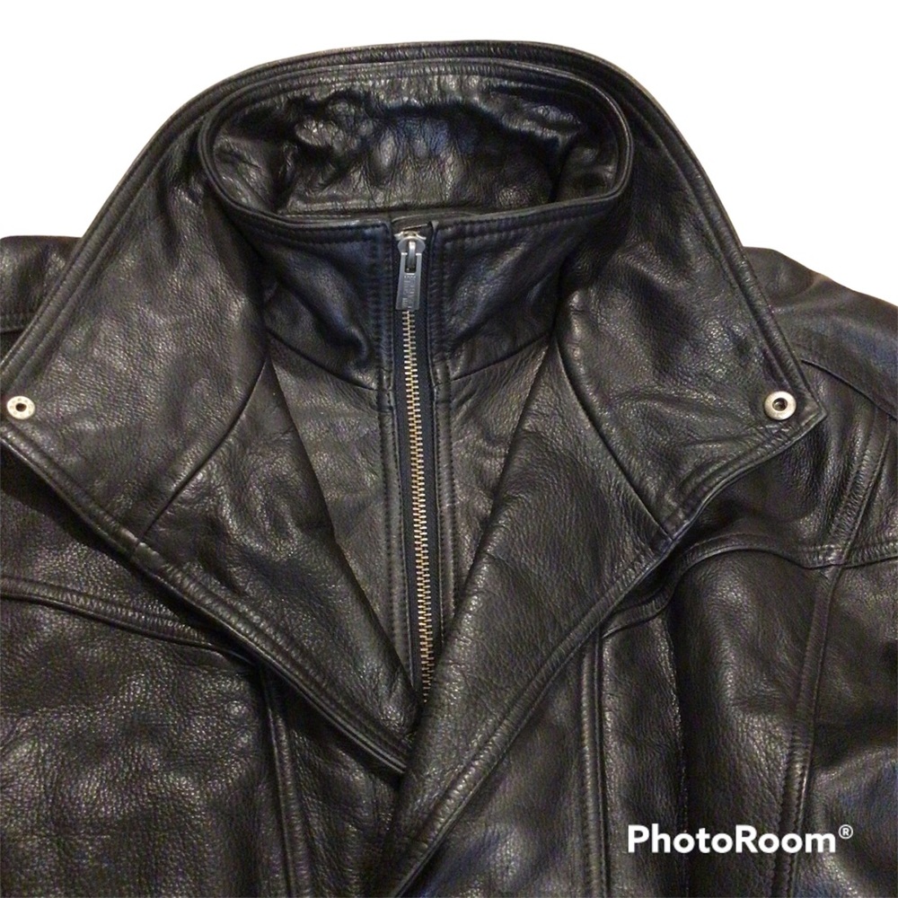 Wilson Heavy Black Leather Motorcycle Jacket Mens Siz… - Gem